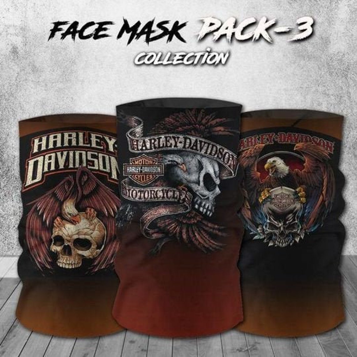 Harley Davidson Neck Gaiter Skull Face Mask Vintage | Etsy