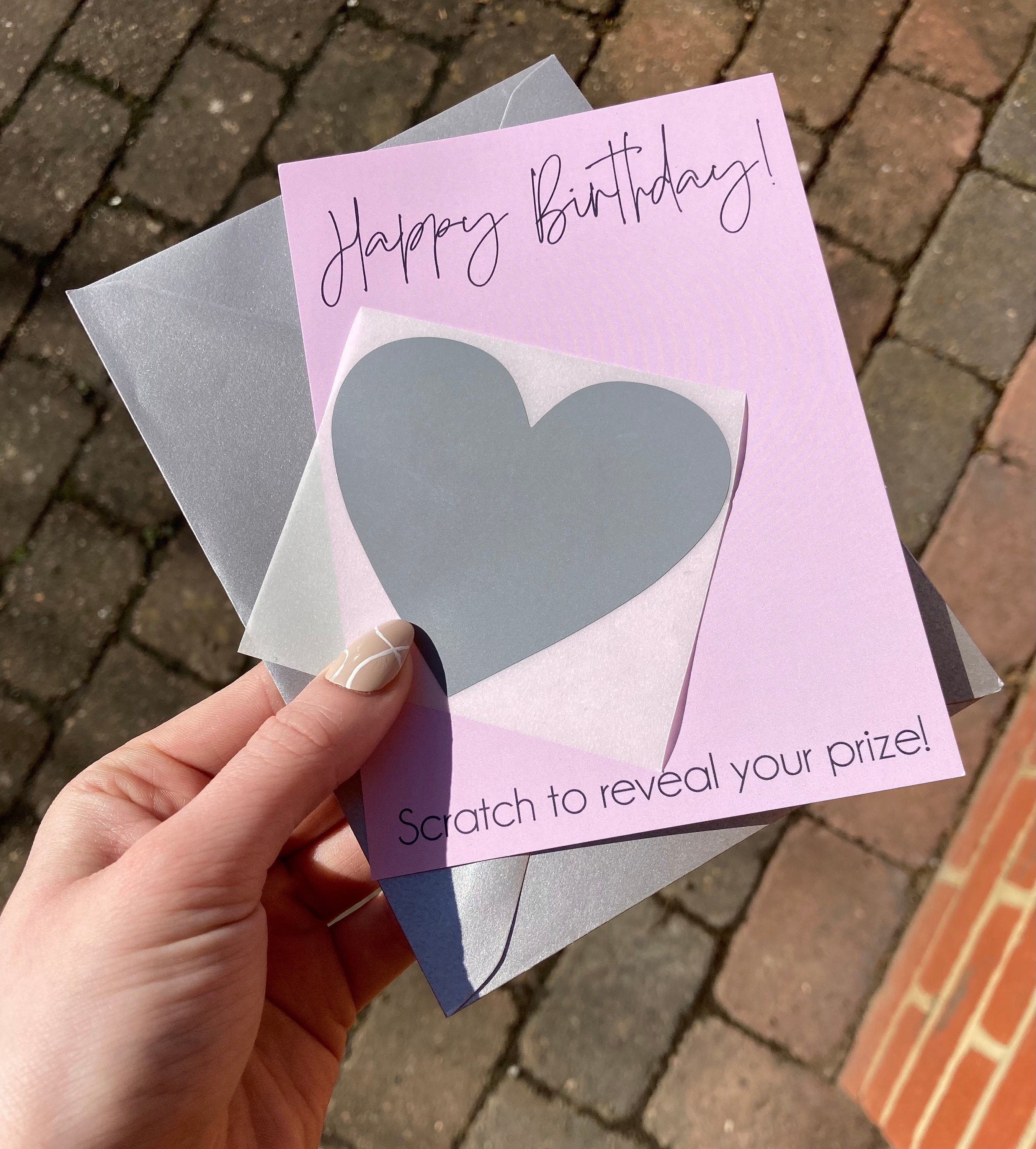 Pink Scratch to Reveal "happy Birthday" Card, DIY Present Kit, Silver ...