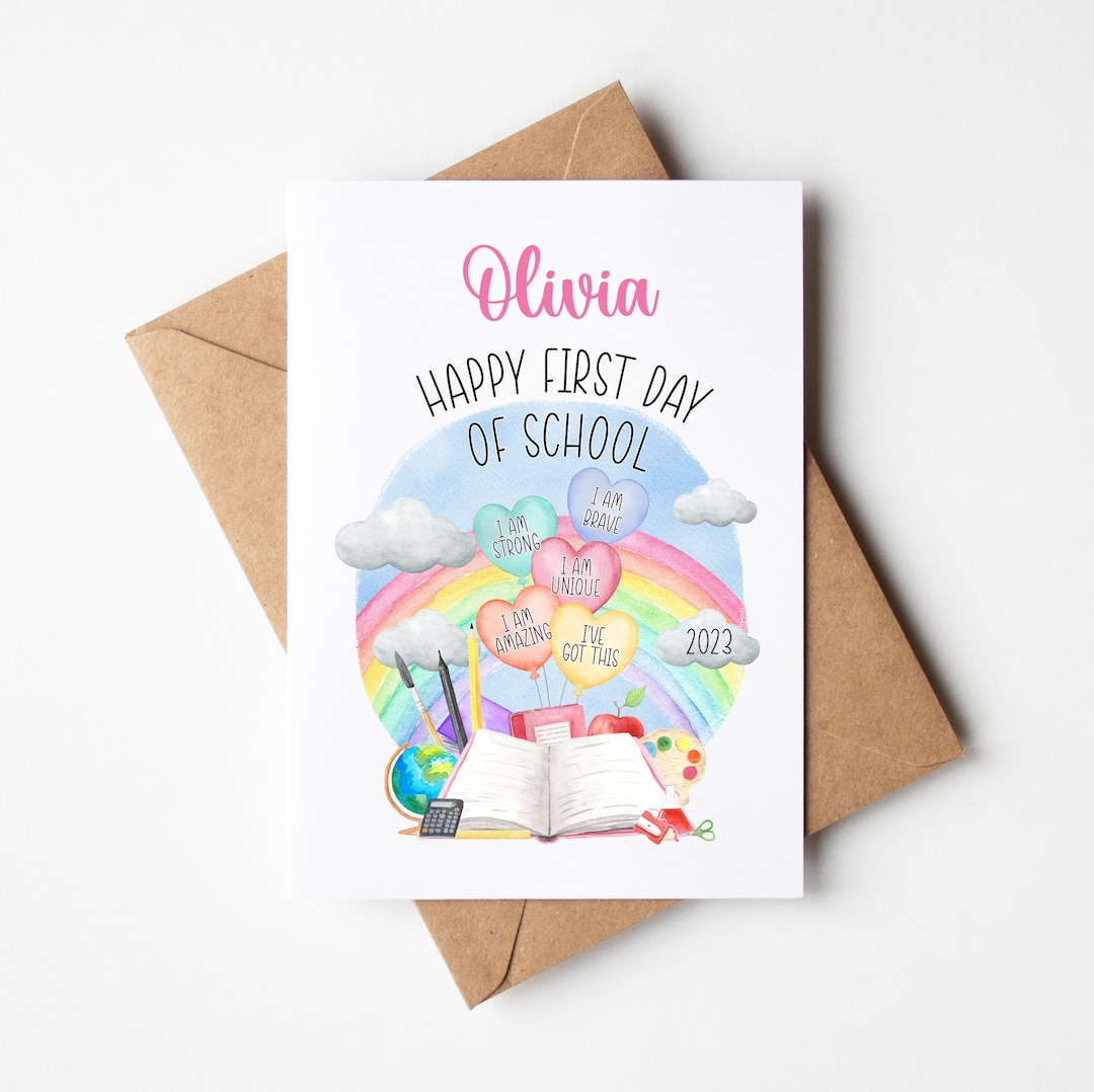 Personalised Back to School Card, First Day at School Greeting Card ...