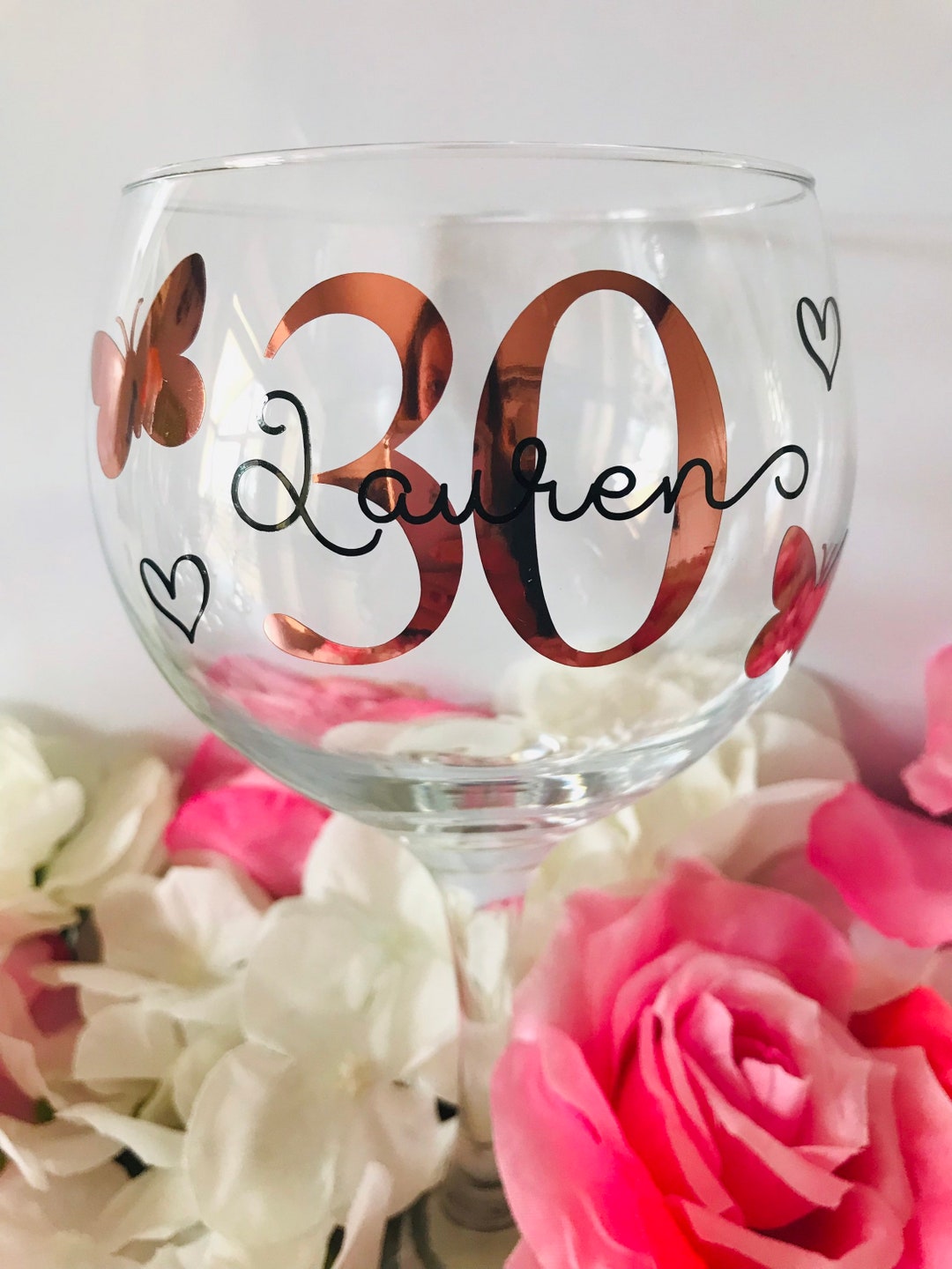 Personalised Gin Glass Birthday Gift Age Name Glass 18th 21st 30th 40th ...