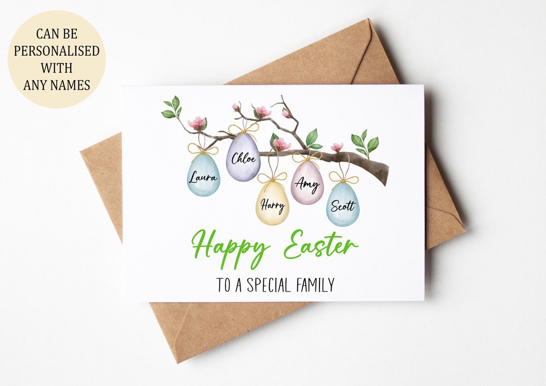 Personalised Easter Card, Happy Easter Family Card, Personalised Easter ...