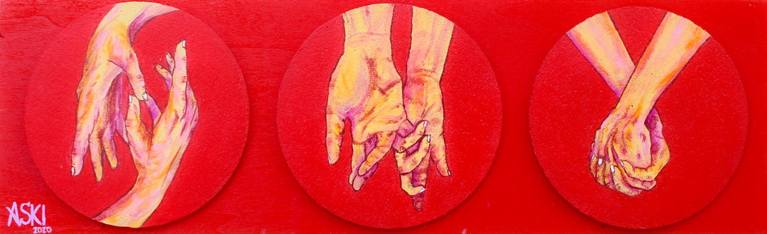 Body Language Colorful Red Background Artwork Hands Signs Painting - Etsy