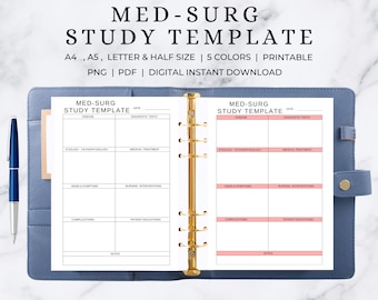 Med Surg Study Template Printable, Pathophysiology Template, Medical ...