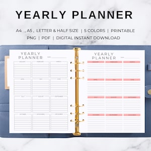 Yearly Planner | Yearly Template | Yearly Planner Printable | Year ...