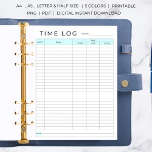 Time Log Printable Task Tracker Timesheet Printable Task - Etsy
