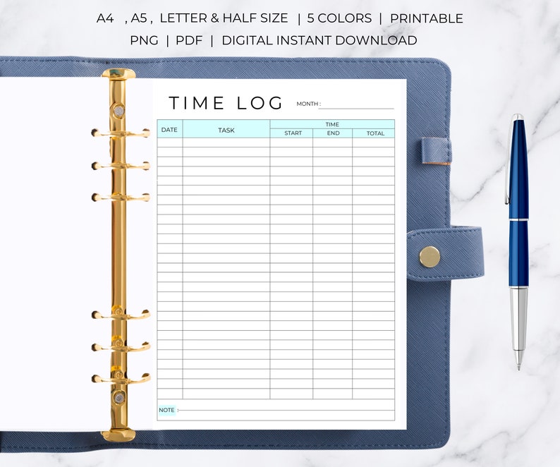 Time Log Printable Task Tracker Timesheet Printable Task - Etsy