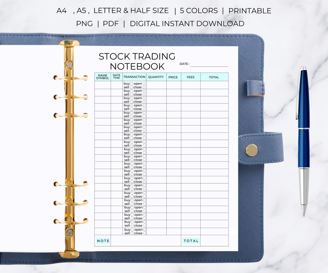 Stock Trading Journal Stock Trading Charts Stock Trading | Etsy