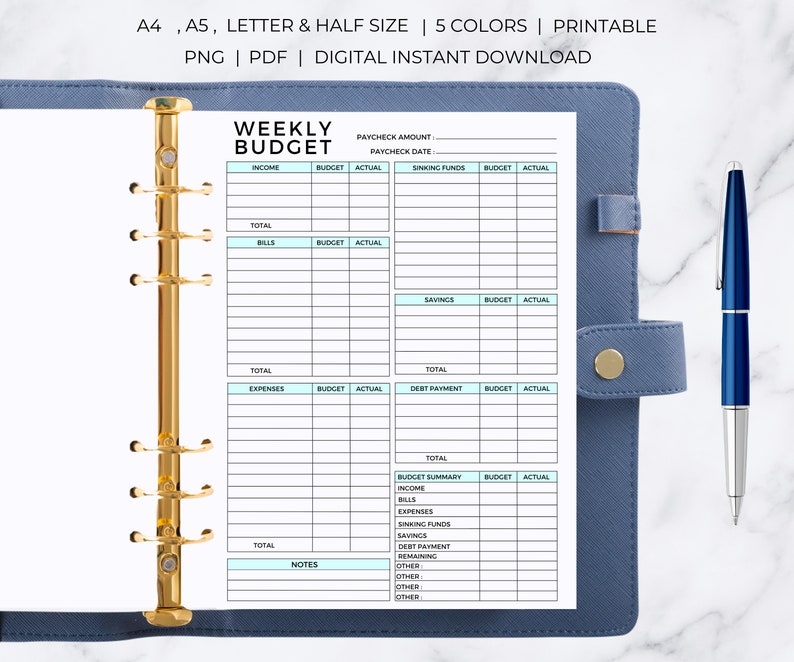 Weekly Budget | Weekly Budget Template | Weekly Budget Planner Digital ...