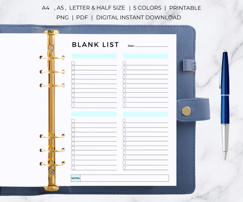 Blank List | Blank List Template | Simple List for Planner | Checklist ...
