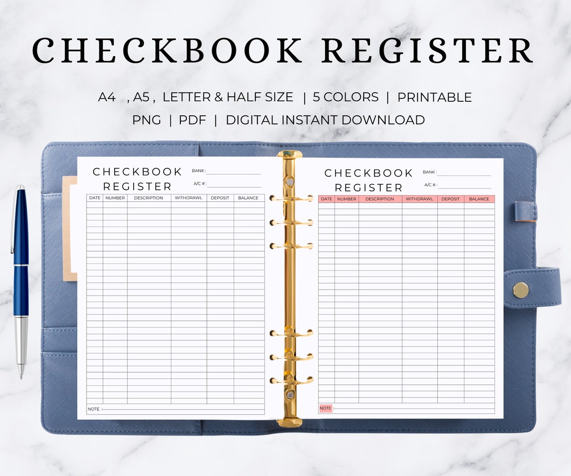 Checkbook Register Printable Check Register Checkbook - Etsy UK