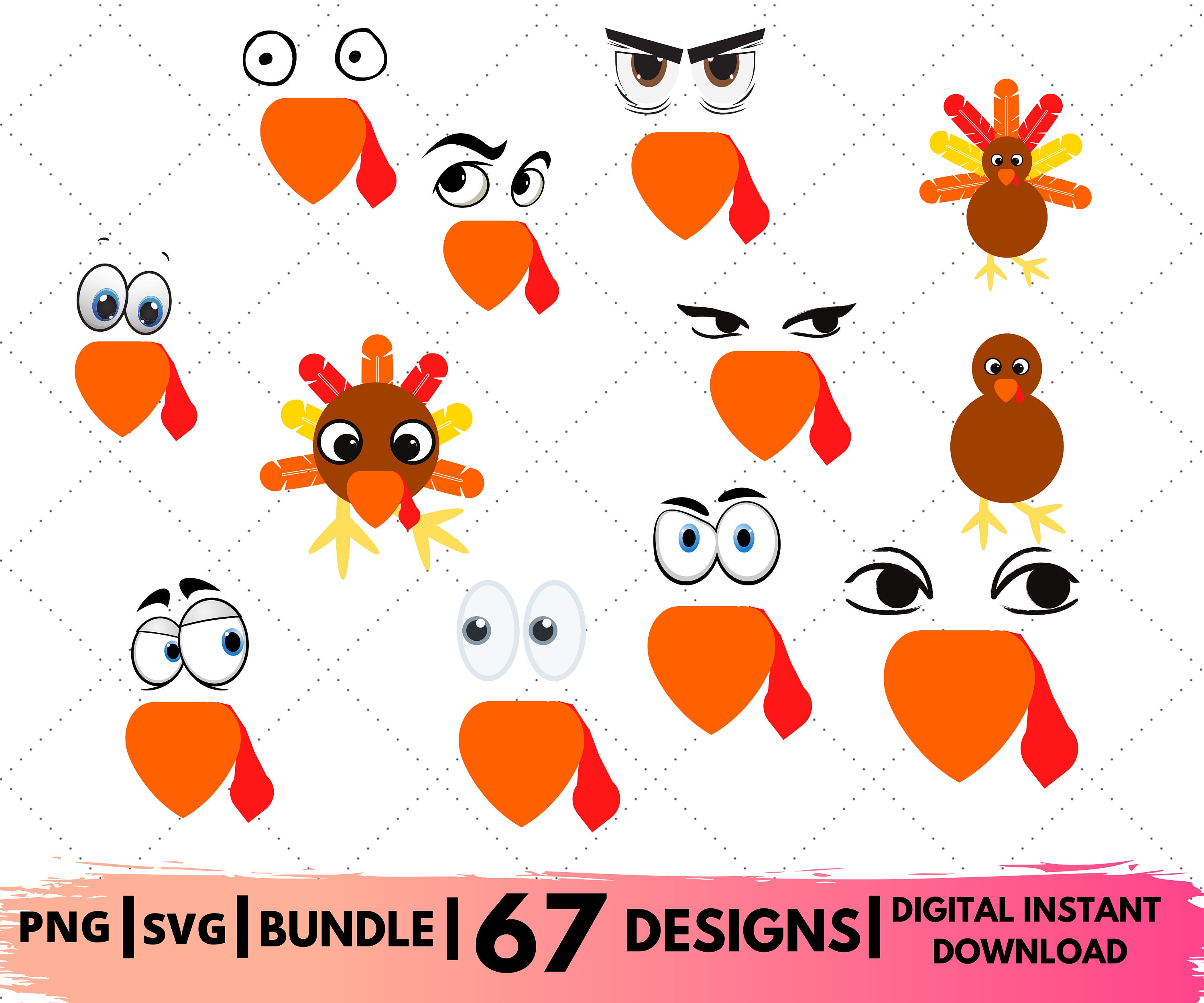 Pavo cara svg / pavo svg paquete / pavo svg para niños / pavo | Etsy