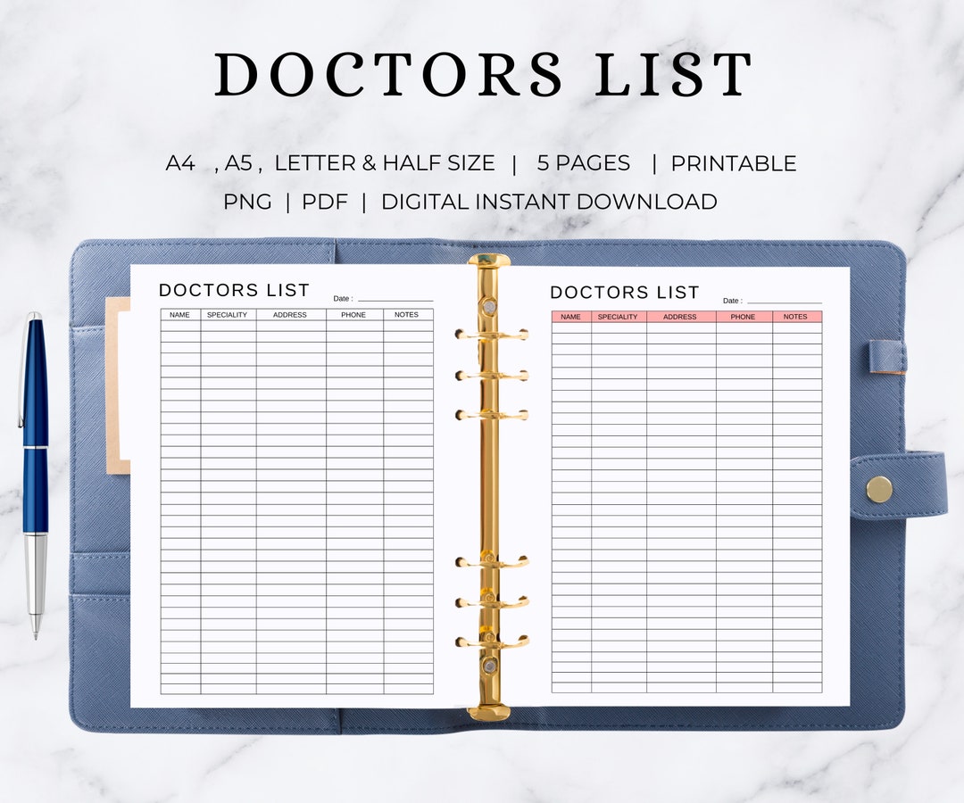 Doctors Contact List | Doctors Note | Doctors Note Template | Medical ...