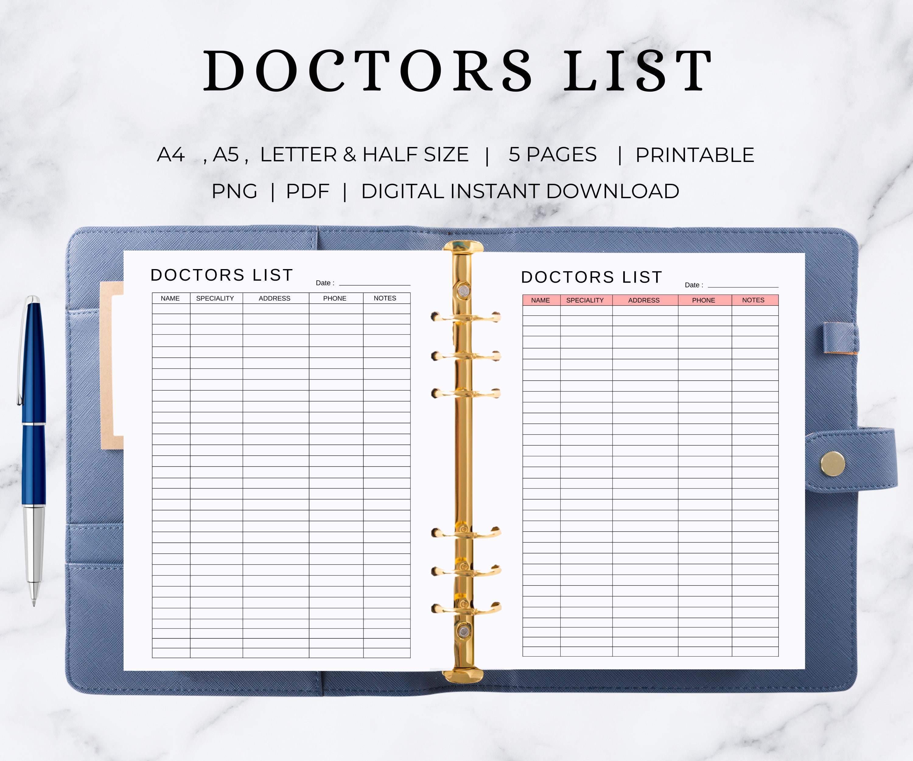 Doctors Contact List | Doctors Note | Doctors Note Template | Medical ...