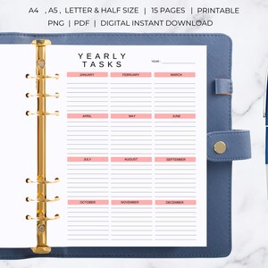 Yearly Tasks Printable | Yearly to Do List | Yearly Planner | Yearly ...