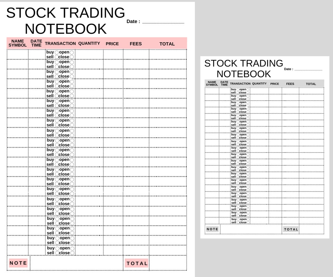 Stock trading journal stock trading charts stock trading | Etsy