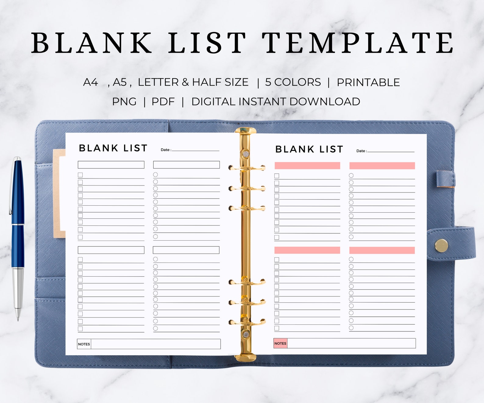 Blank List Blank List Template Simple List for Planner - Etsy