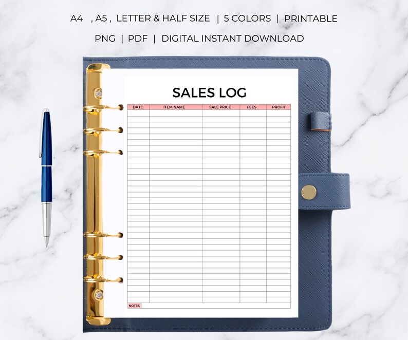 Sales Log Printable Sales Tracker Orders Log Sales - Etsy