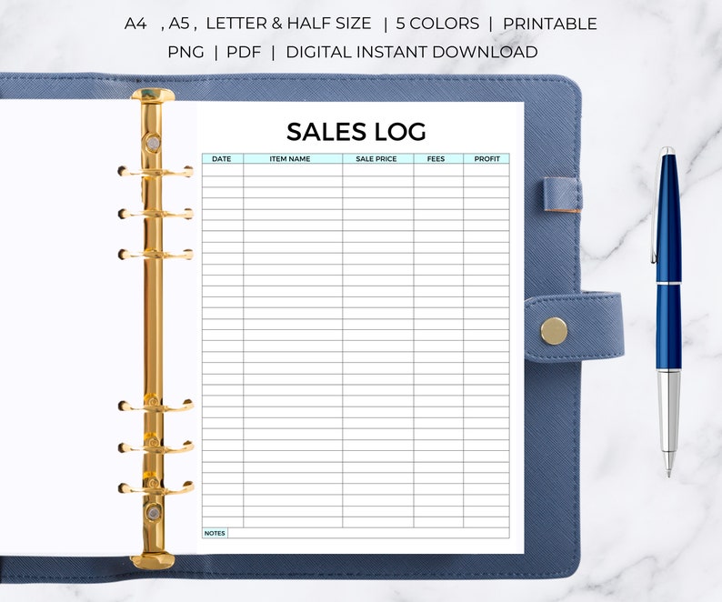 Sales Log Printable Sales Tracker Orders Log Sales - Etsy