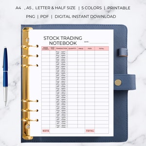Stock Trading Journal Stock Trading Charts Stock Trading | Etsy