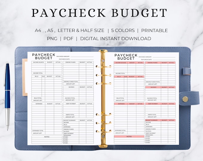 Simple Paycheck Budget Printable | Paycheck Planner | Digital Paycheck Budget Planner | Paycheck ...