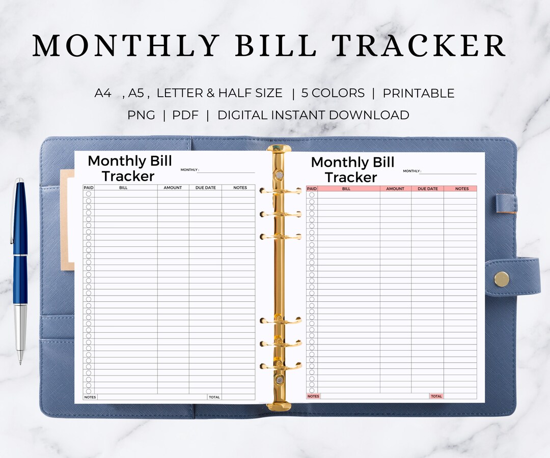 Monthly Bill Tracker | Monthly Bill Printable | Monthly Bill Planner ...