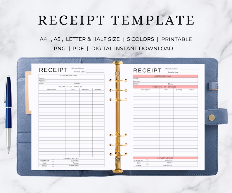 Printable Receipt Template Billing Template Receipt Template Order Form ...