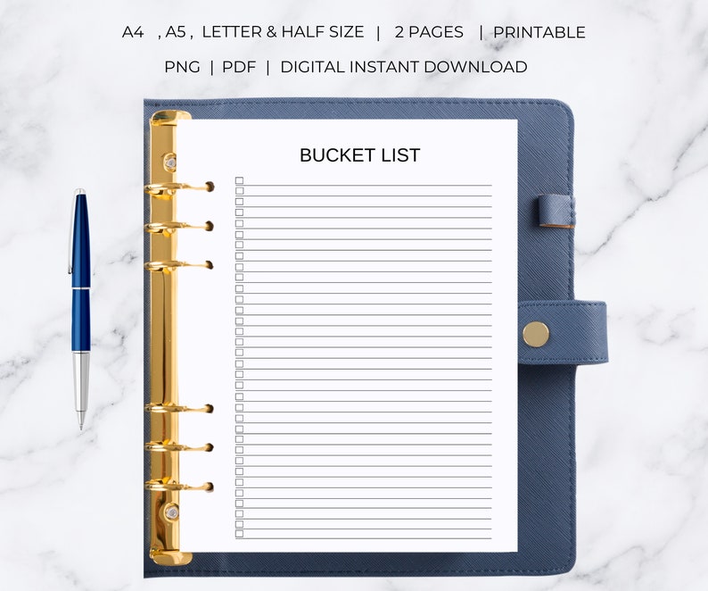 Bucket List Printable | Bucket List Planner | Goals Planner | Bucket ...