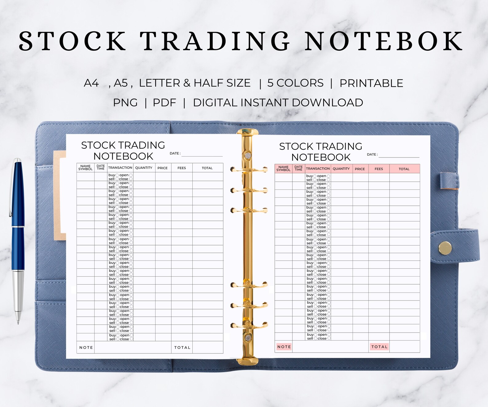Stock Trading Journal Stock Trading Charts Stock Trading | Etsy