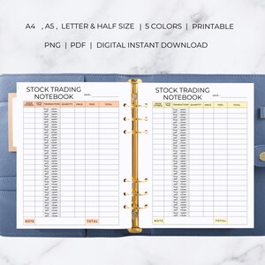 Stock Trading Journal Stock Trading Charts Stock Trading | Etsy
