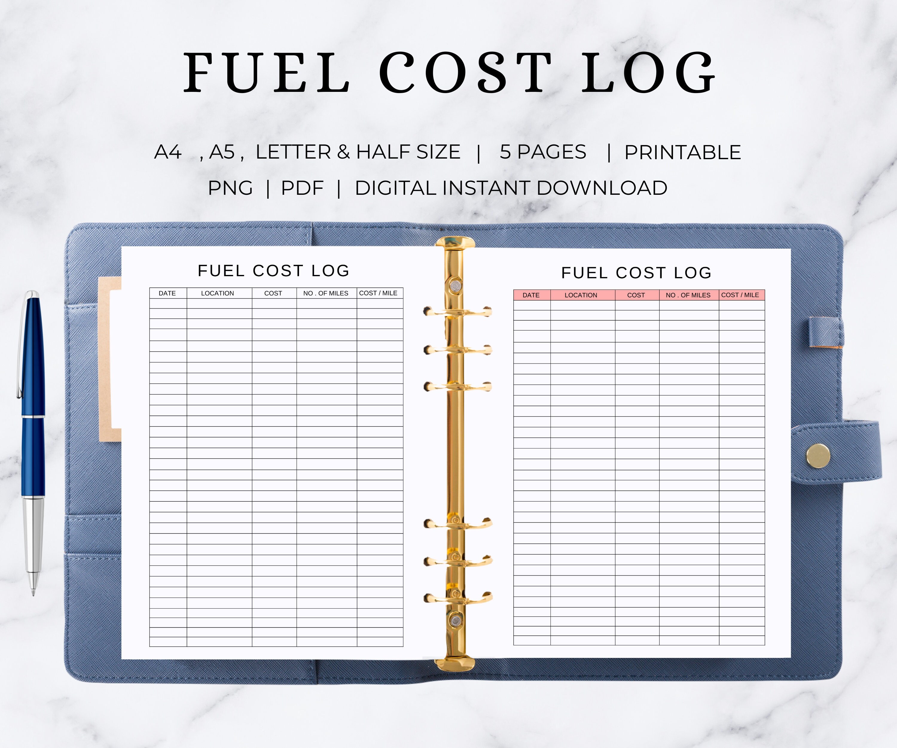 Fuel Cost Log | Fuel Log Tracker | Fuel Cost Tracker | Fuel Cost ...