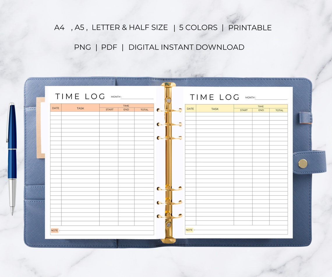Time Log Printable Task Tracker Timesheet Printable Task - Etsy
