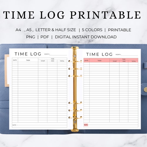Time Log Printable Task Tracker Timesheet Printable - Etsy