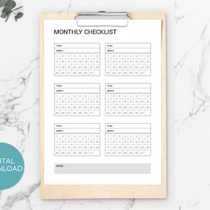 Monthly Checklist Printable, Printable Checklist, Simple Monthly ...