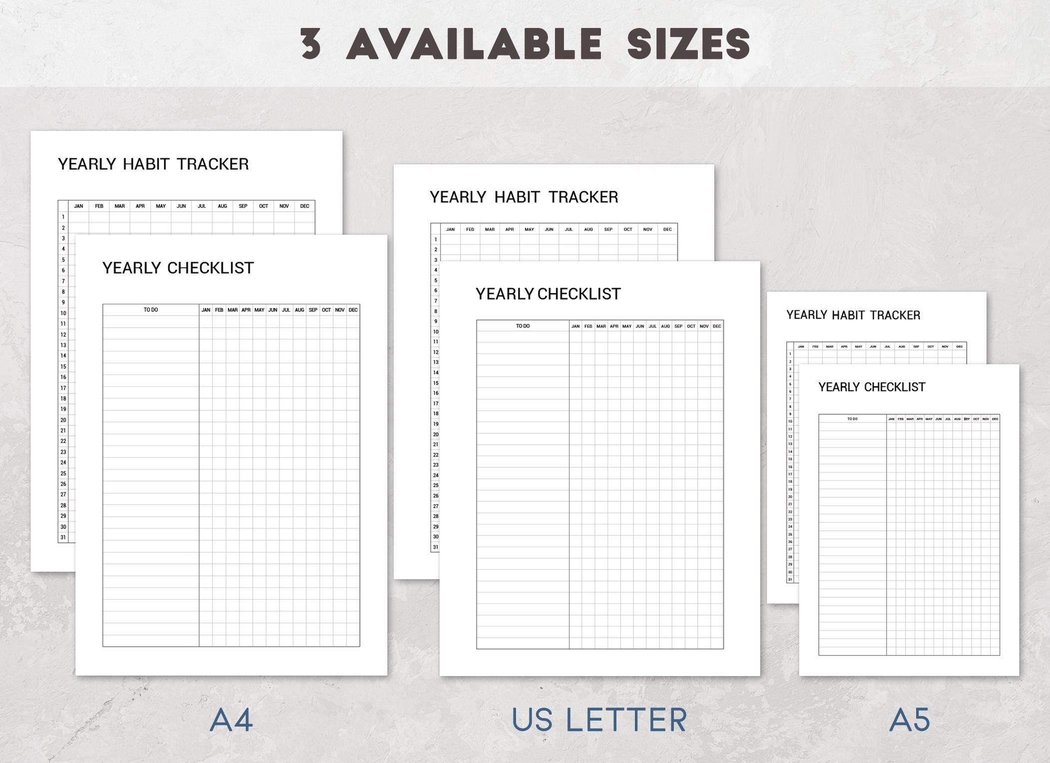 Yearly Checklist Printable, Printable Checklist, Simple Yearly ...