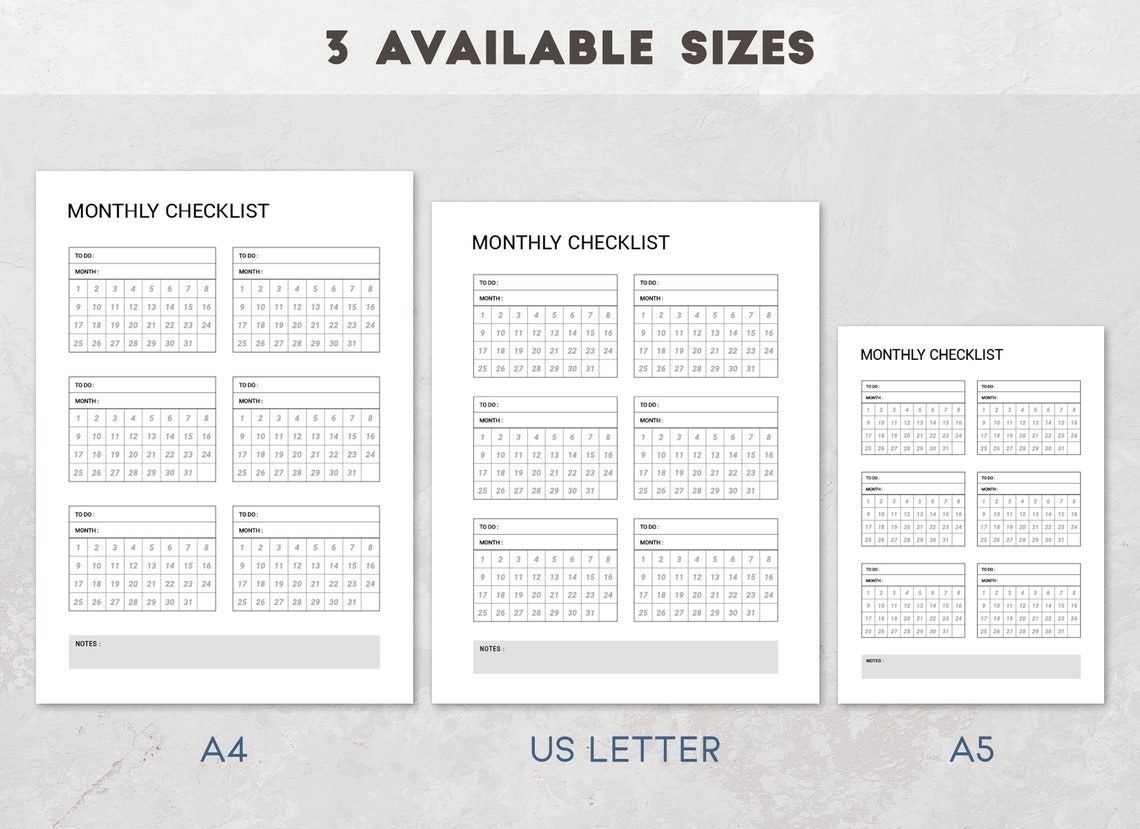 Monthly Checklist Printable, Printable Checklist, Simple Monthly ...