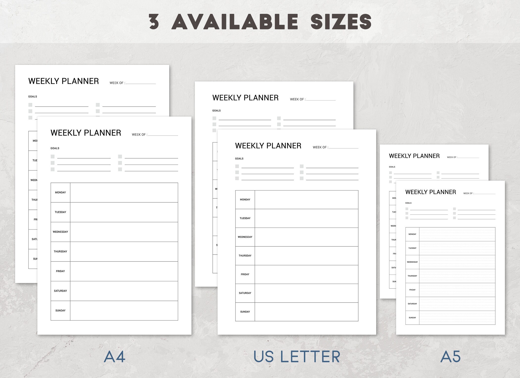 Weekly Blank Planner Printable, Two Pages Blank Planner Weekly, Simple ...