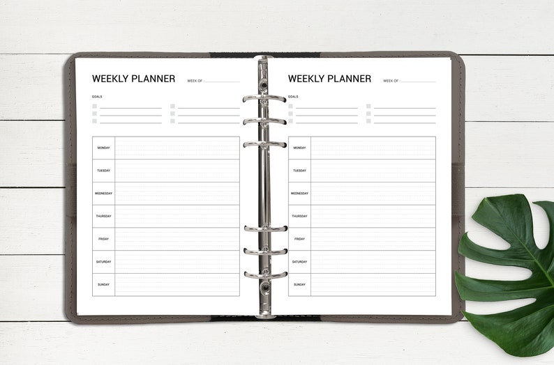 Weekly Blank Planner Printable, Two Pages Blank Planner Weekly, Simple ...
