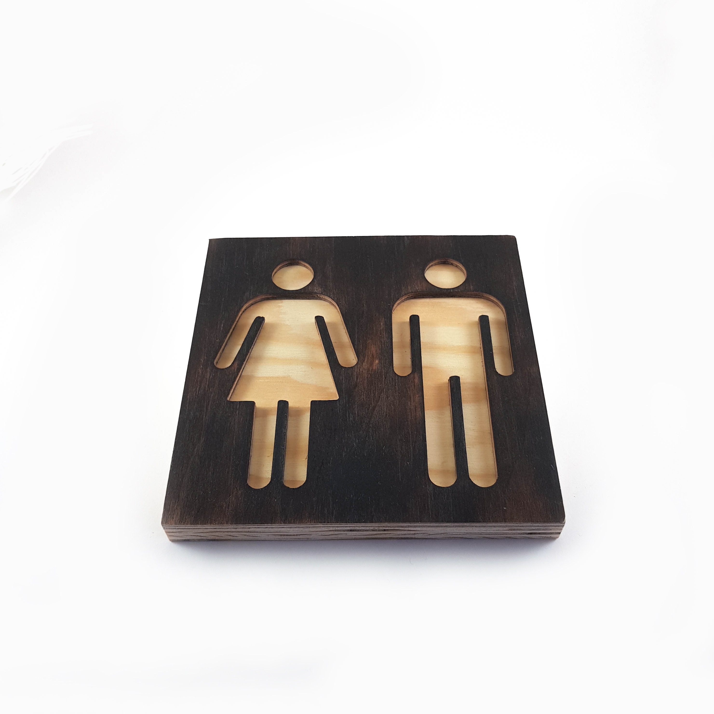 Restroom Burnt Wood Sign Wc Sign Modern Door Sign Toilet - Etsy