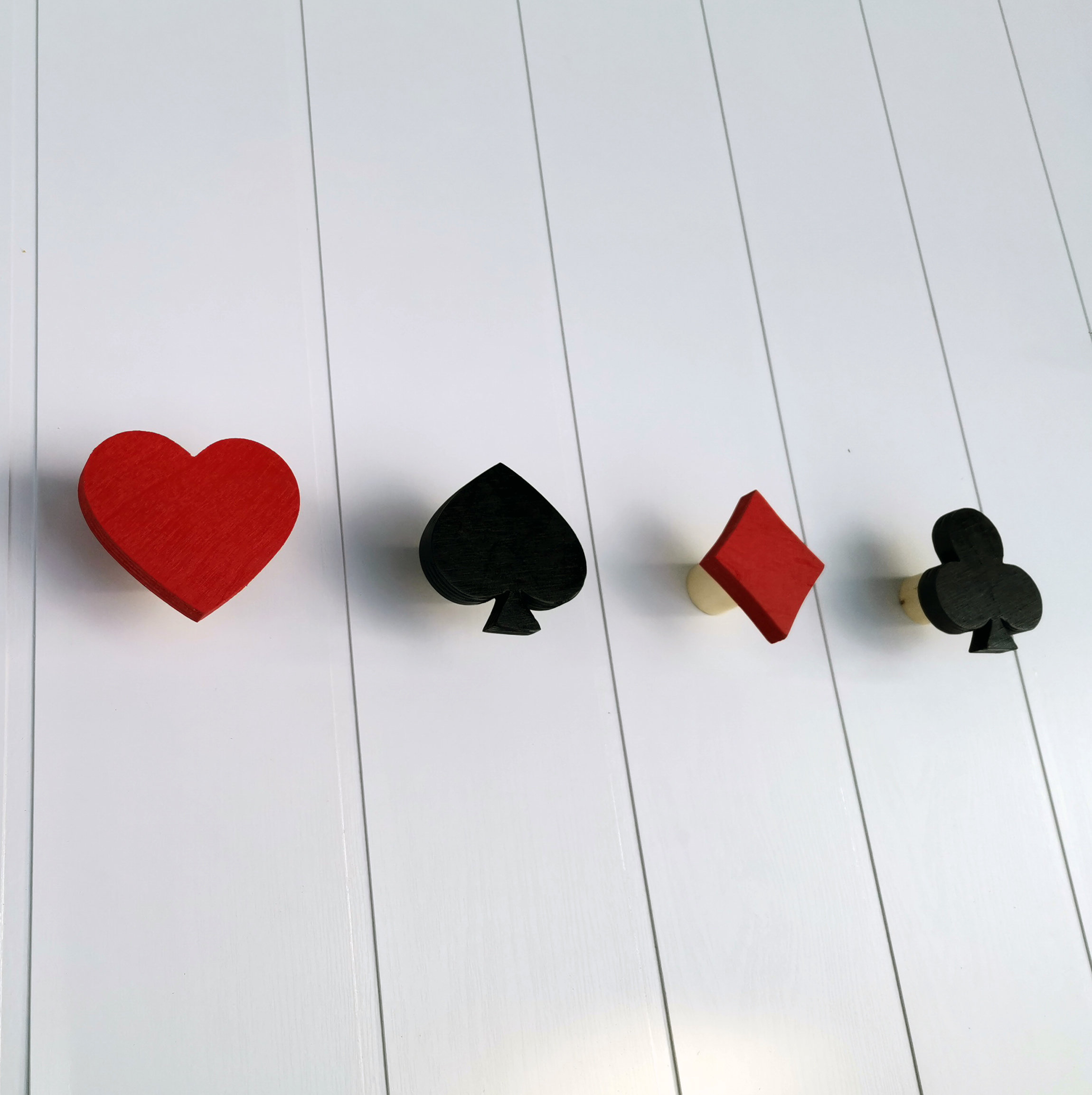 Wood Playing Card Suit Wall Hooks, Modern Coat Rack, Hearts, Clubs ...