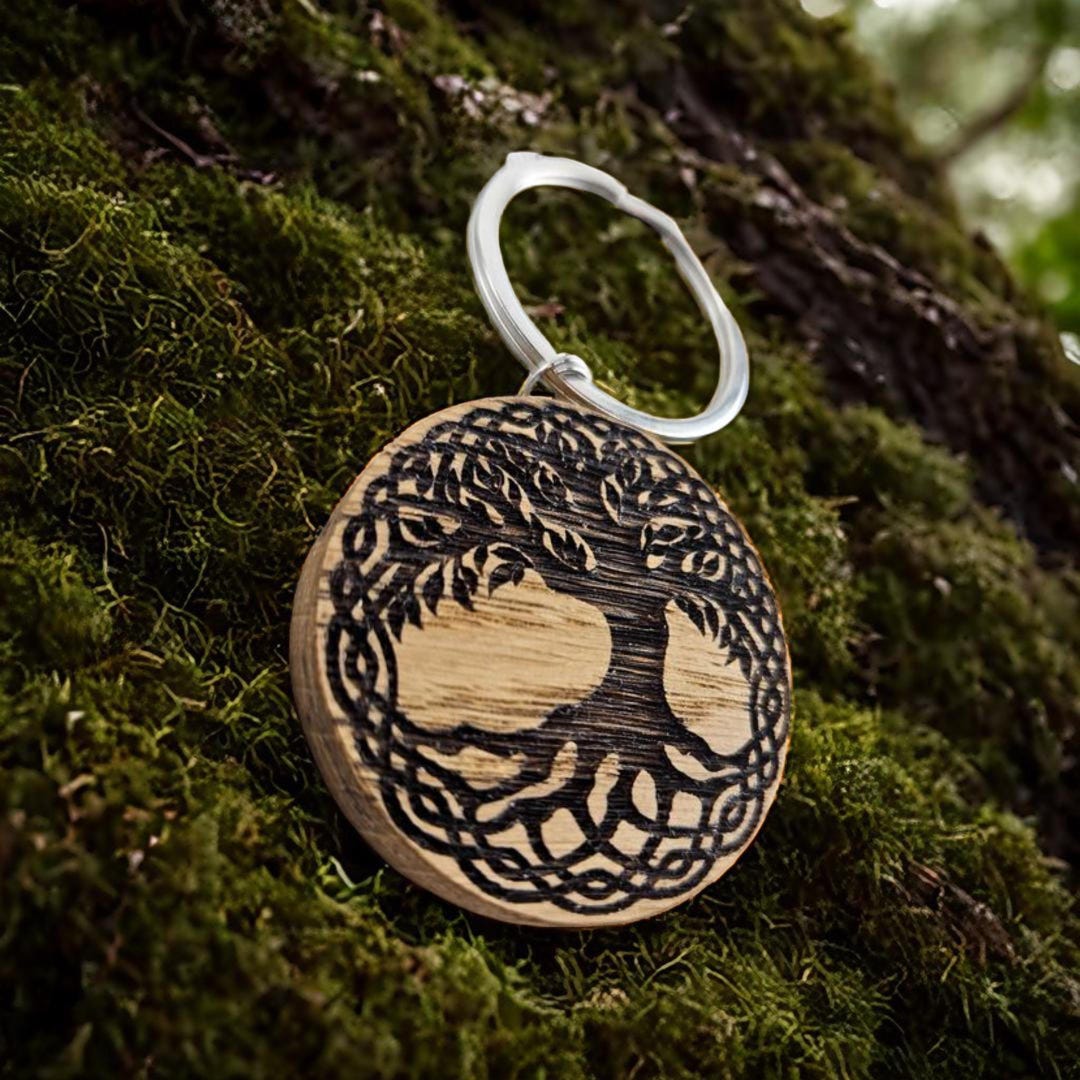 Celtic Tree of Life Wooden Keychain – Intricate Knotwork Roots & Leaves ...