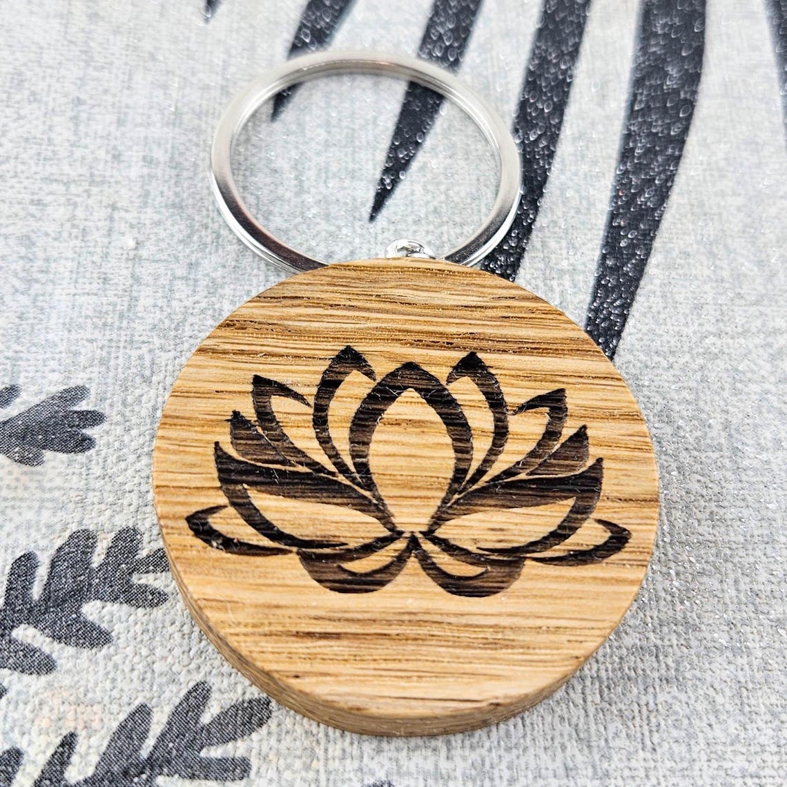 Engraved Lotus Flower Wooden Keychain – Yoga Symbol, Mindfulness Gift ...