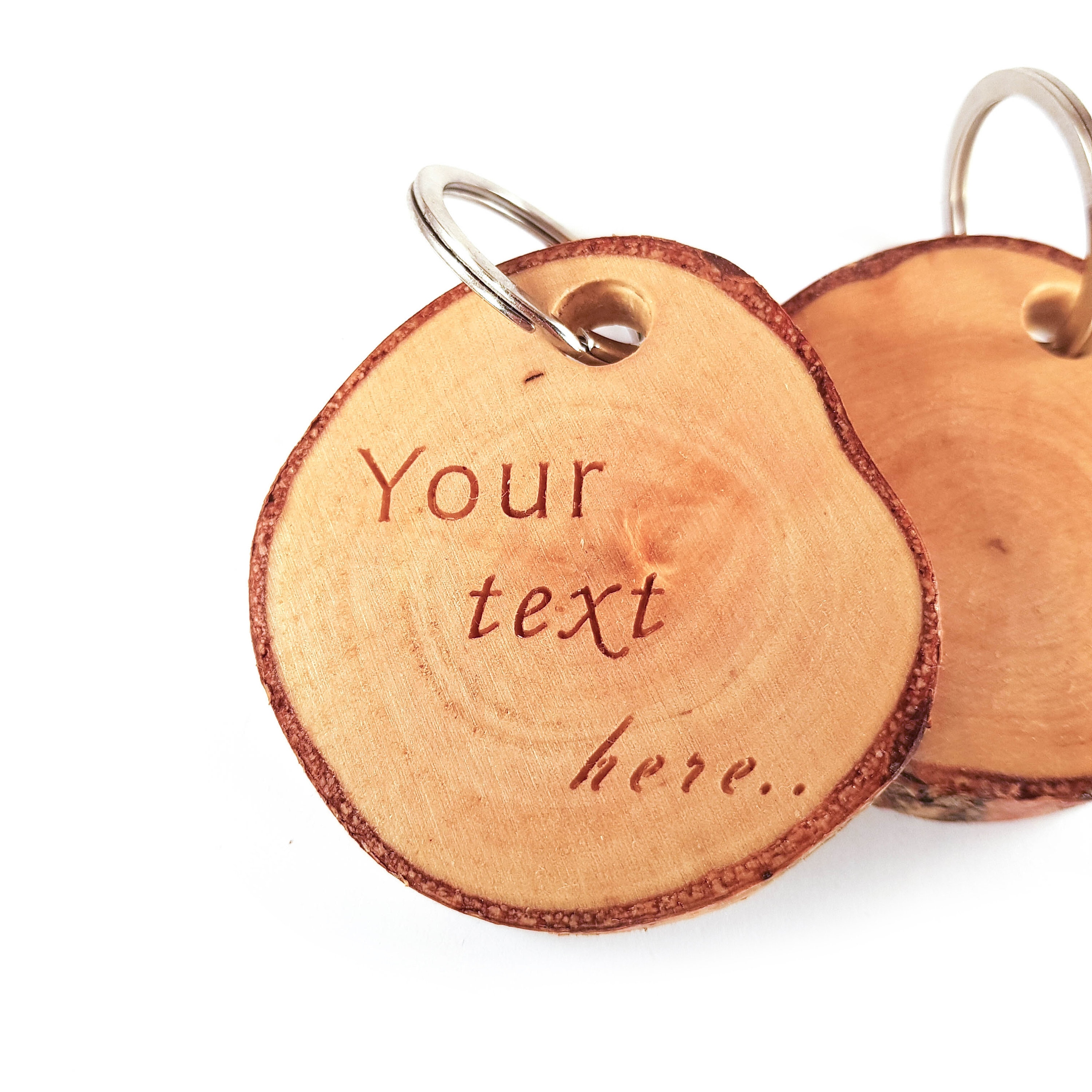 Personalized wood slice keychain custom birch keyring | Etsy