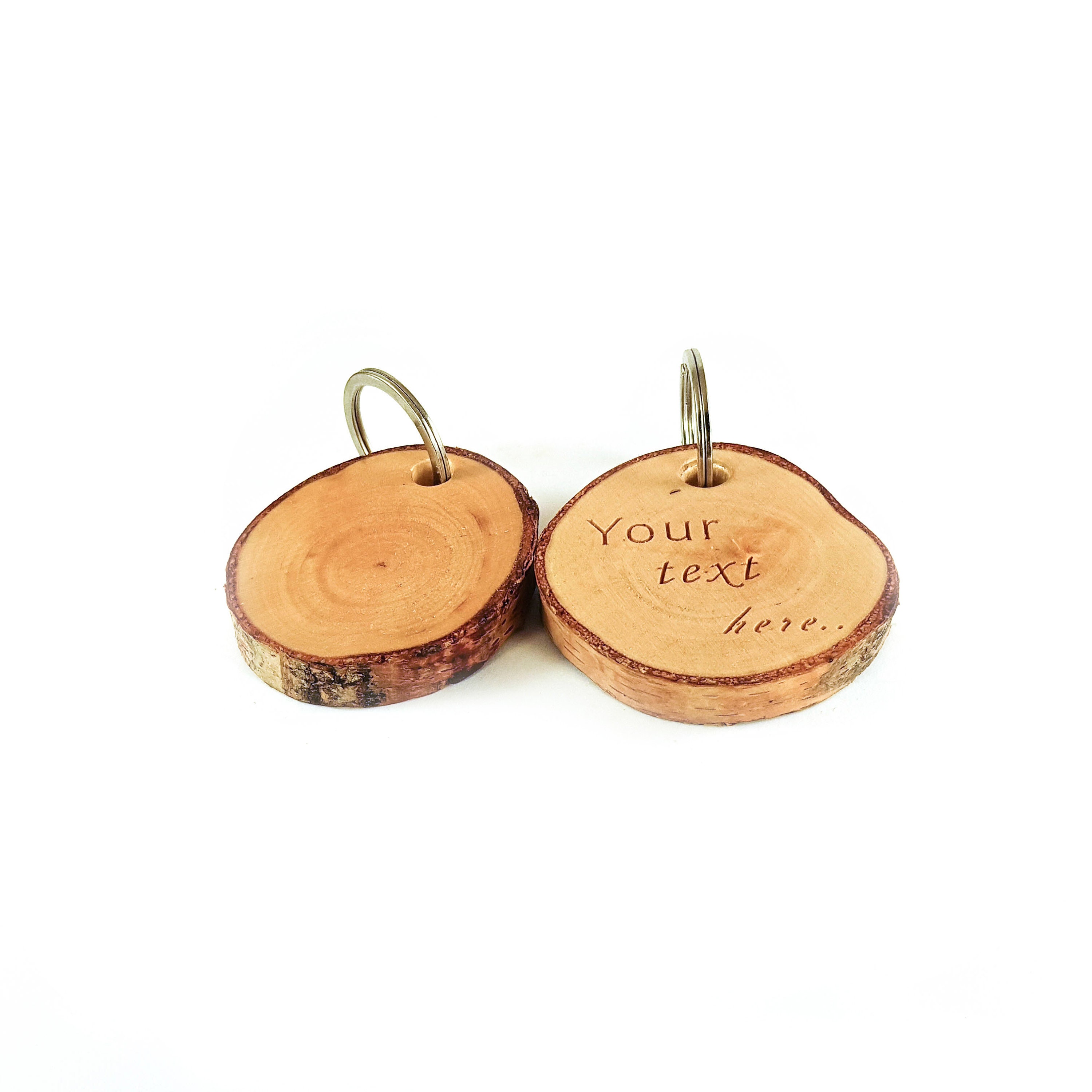 Personalized wood slice keychain custom birch keyring | Etsy