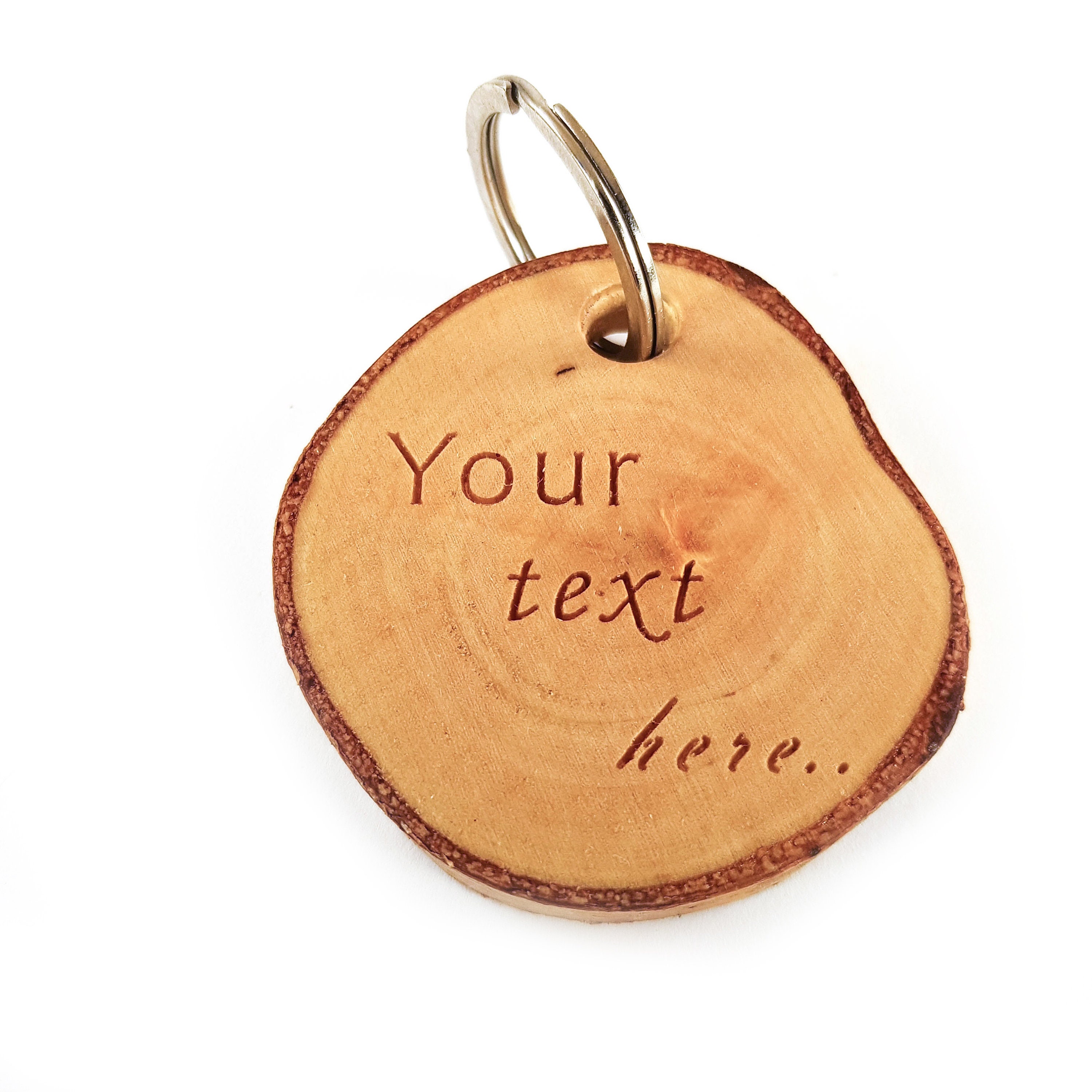 Personalized wood slice keychain custom birch keyring | Etsy