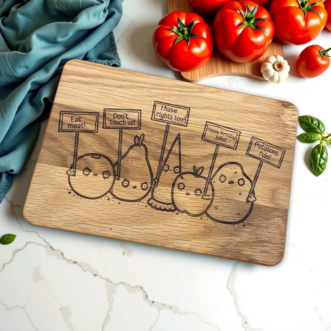 Funny Custom Cutting Board - Quirky Protest Vegetables - Customizable ...