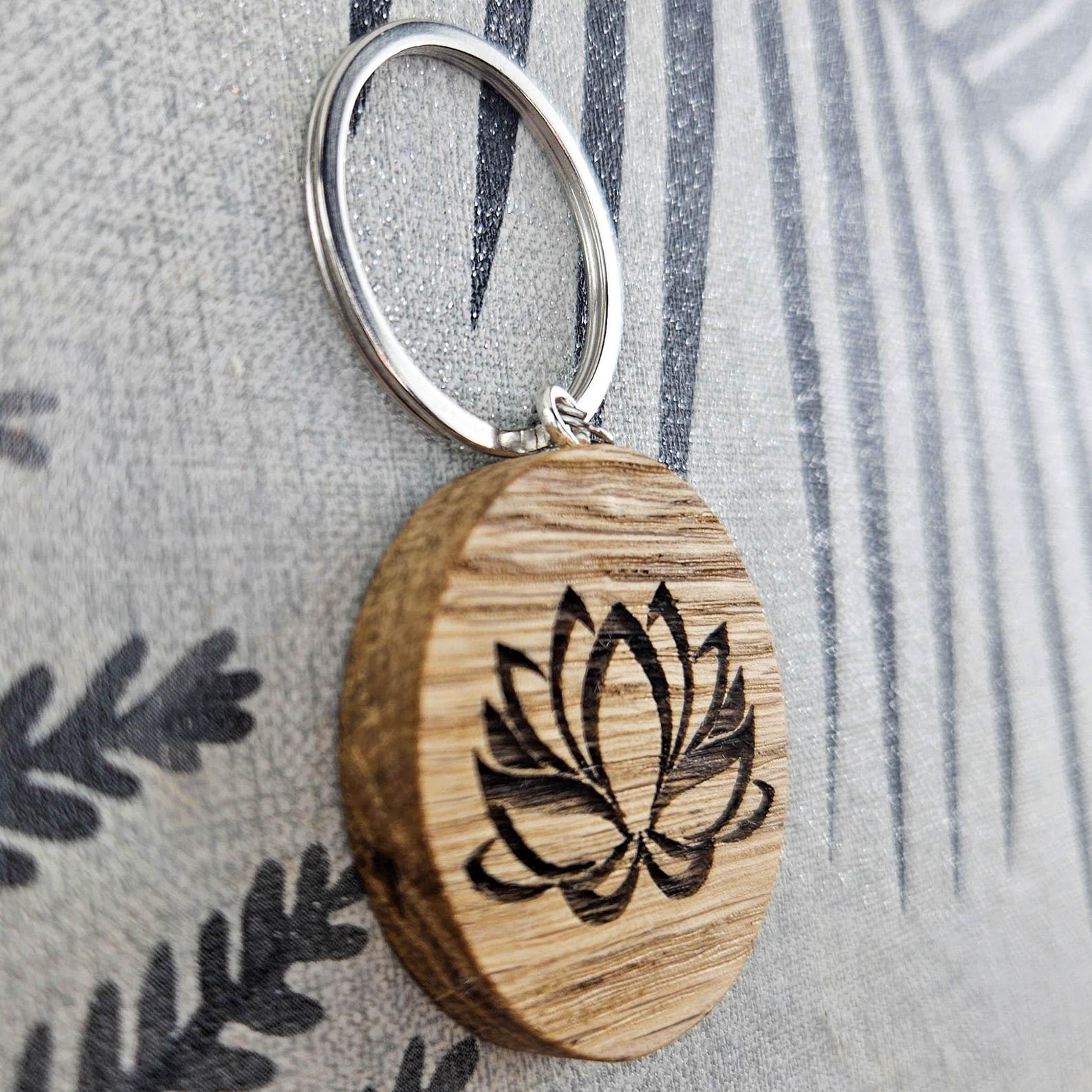 Engraved Lotus Flower Wooden Keychain – Yoga Symbol, Mindfulness Gift ...