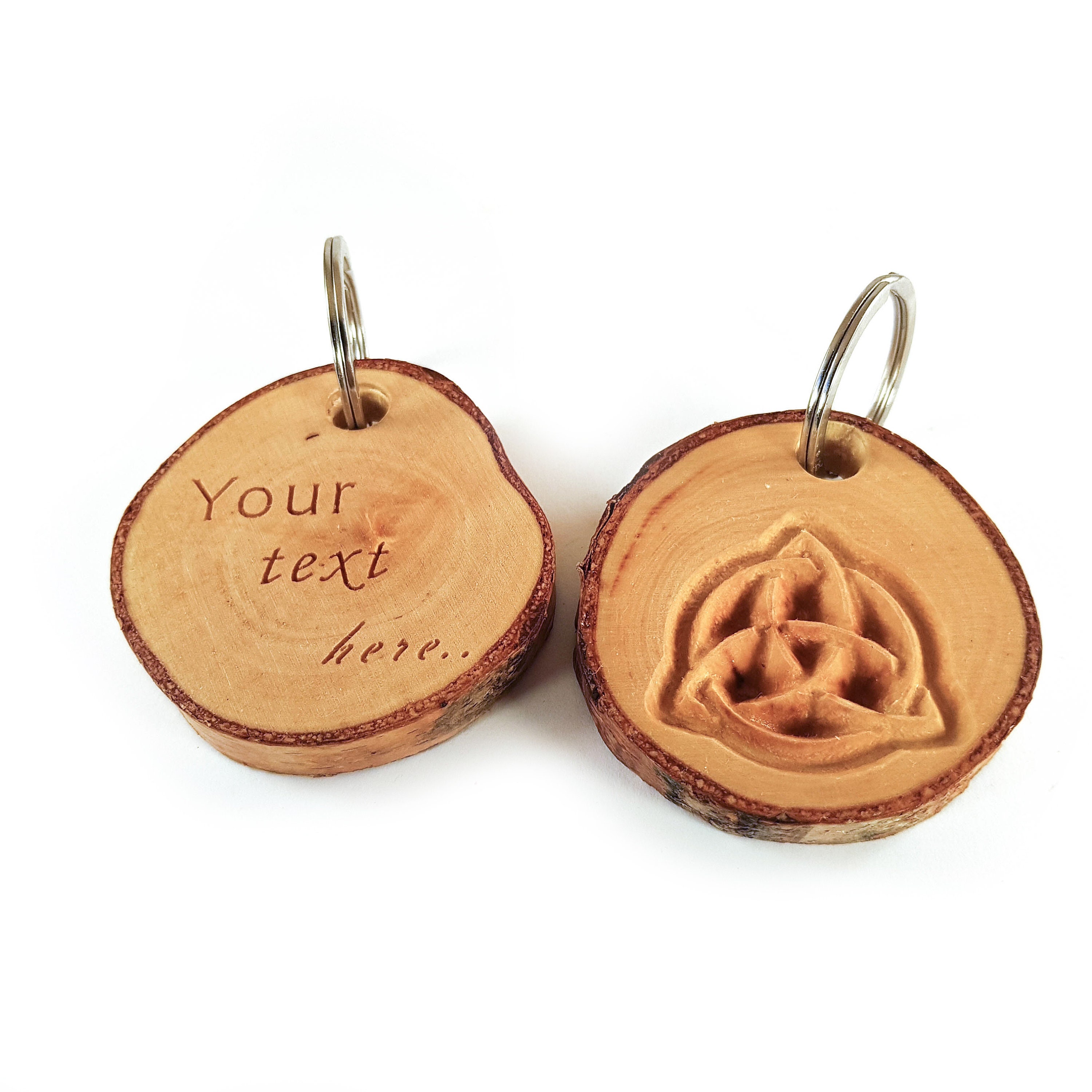 Celtic Triquetra Wood Key Chain, Personalized Wood Slices, Custom-made ...