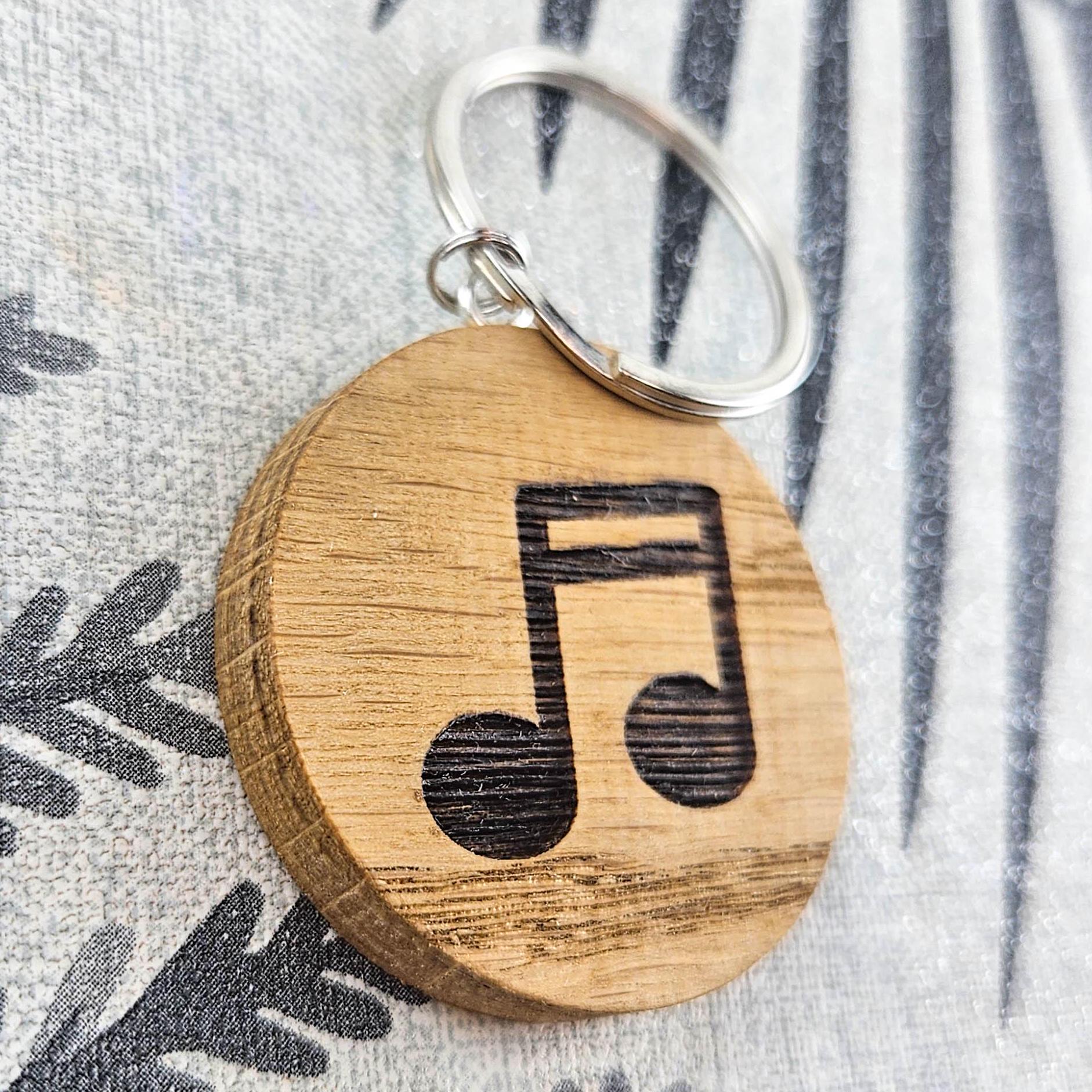 Custom Eighth Notes Wooden Keychain – Engraved Musical Note Keyring ...