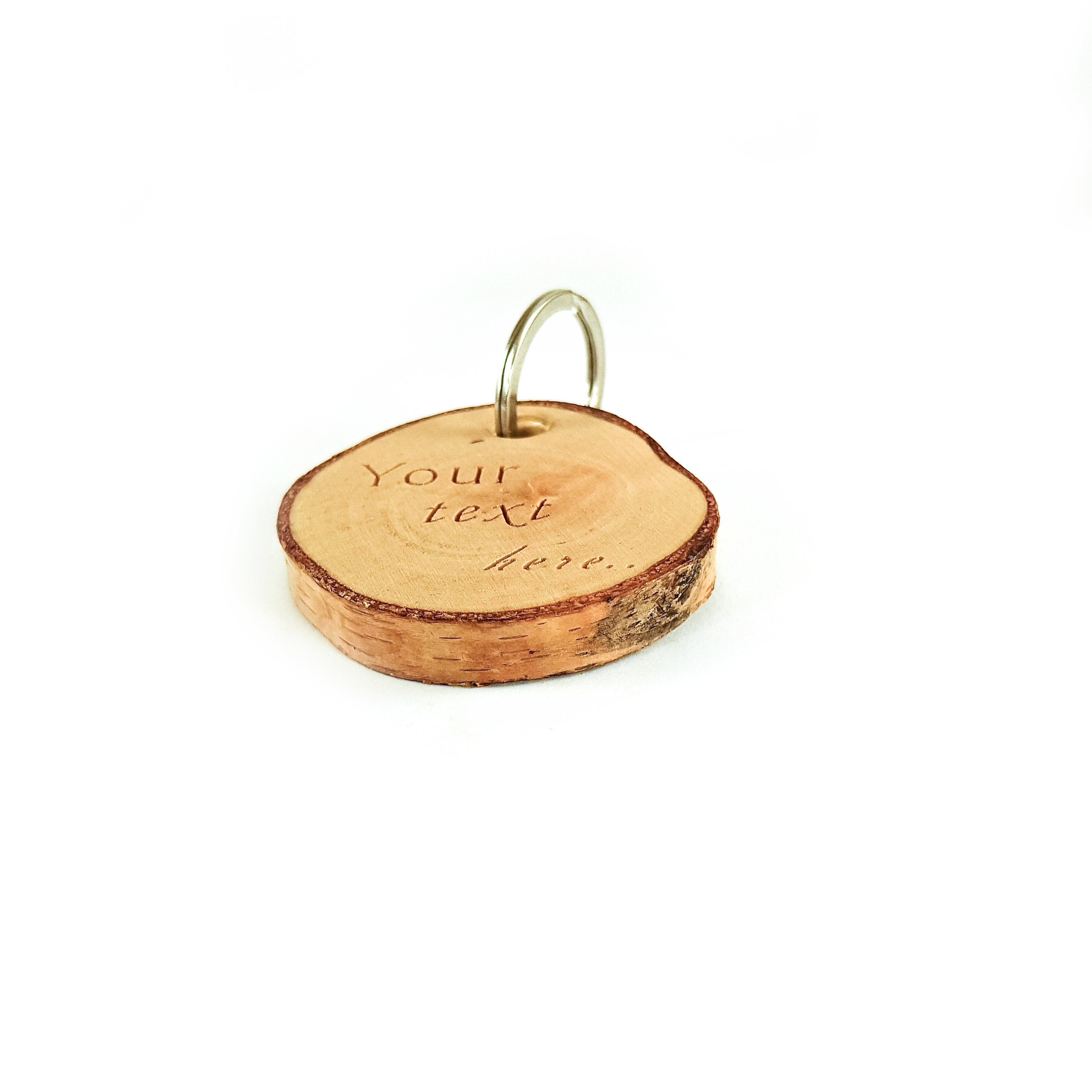 Personalized wood slice keychain custom birch keyring | Etsy