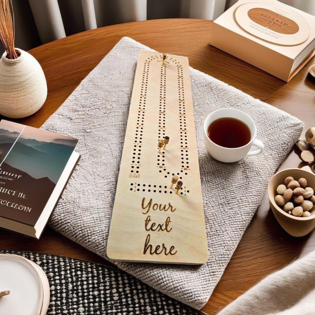 Custom Engraved Wooden Cribbage Board With Storage – Personalized Pegs ...